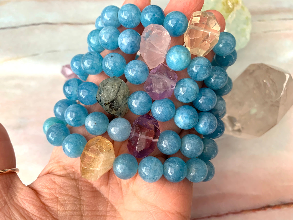 Aquamarine & Healing Gemstone Crystal Bracelet – Moana Treasures